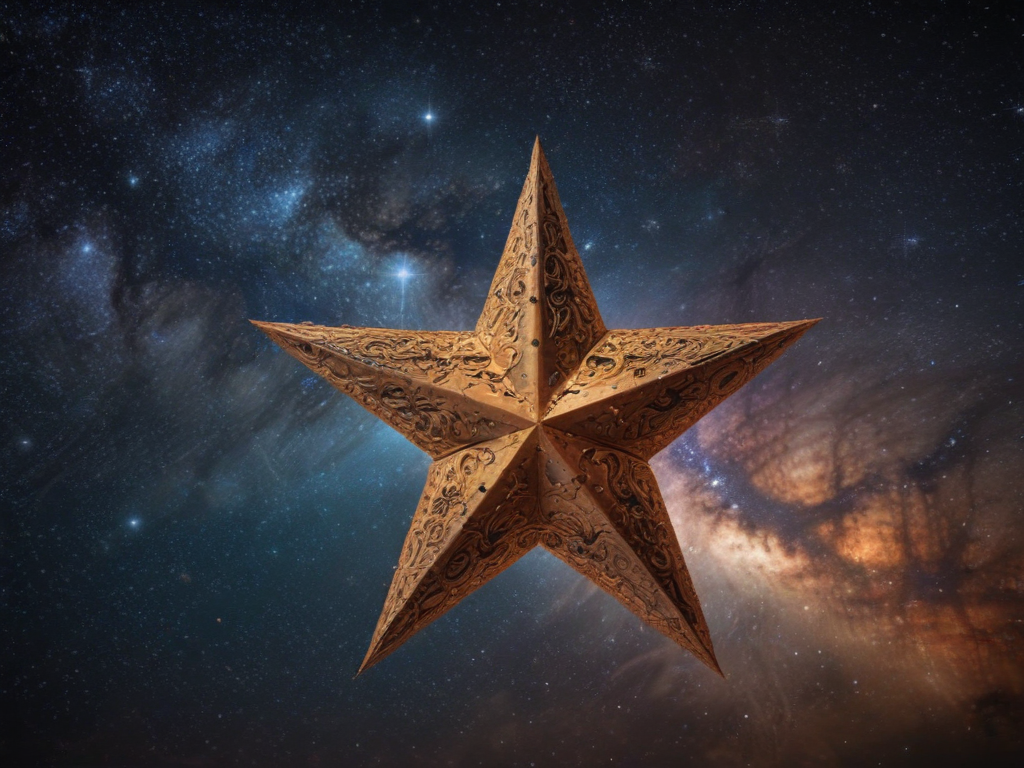 Intricate Star Design Illuminating the Vastness of Cosmic Space Background