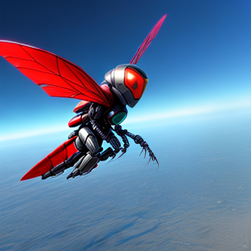 robot-wasp is flying over the cells