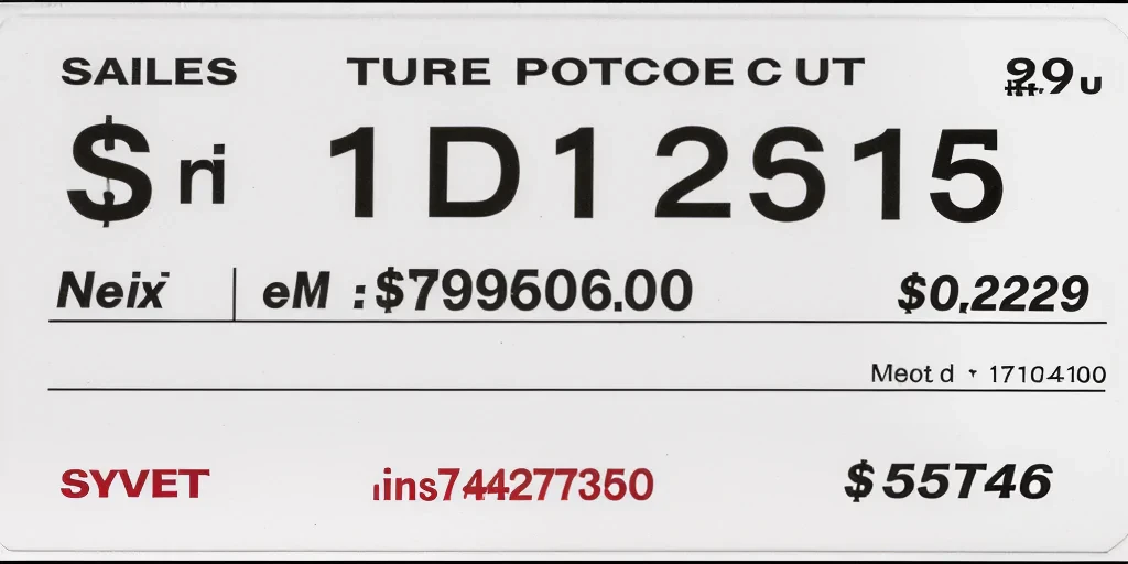 Price Tag Featuring Item Information and Unique Identification Number ...