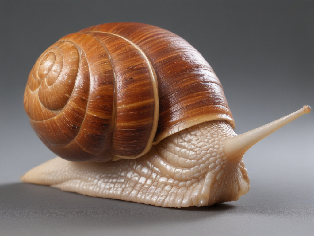 A Close-Up View of a Beautiful Brown Snail on a Smooth Surface