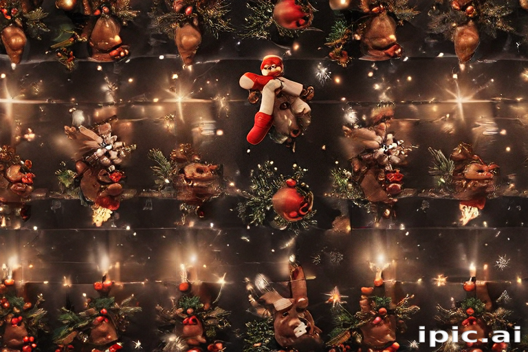 Festive Holiday Decorations Featuring Toys, Ornaments, and Sparkling ...