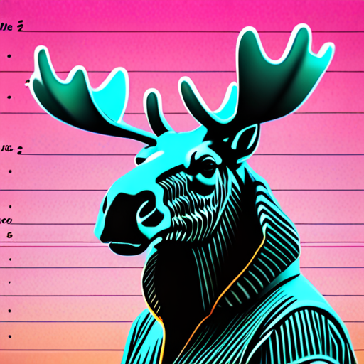 An anonymous nanny moose in vaporwave