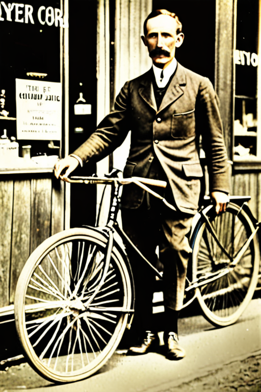 Historic themed photo of the Wright brothers in front of their shop ...