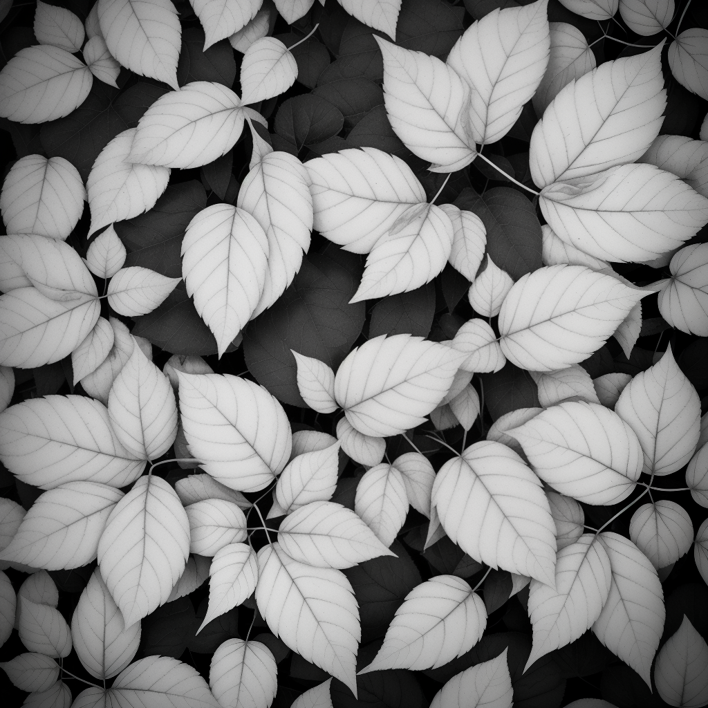 Intricate Patterns of Black and White Leaves in Nature's Design