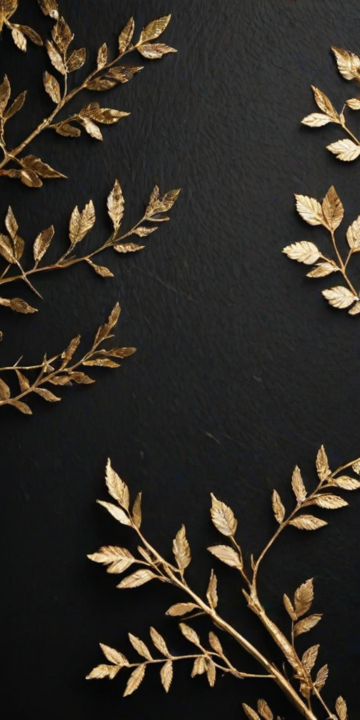 Elegant Gold Leaf Design on a Dark Background for Sophisticated Decor