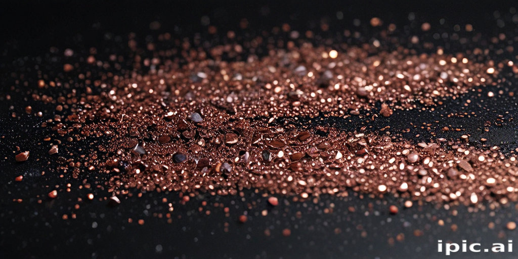 Close-Up of Shimmering Copper Glitter Spread Across a Dark Surface