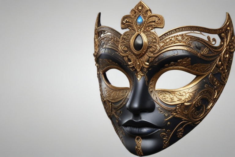 Intricately Designed Masquerade Mask with Ornate Gold Detailing and Jewels