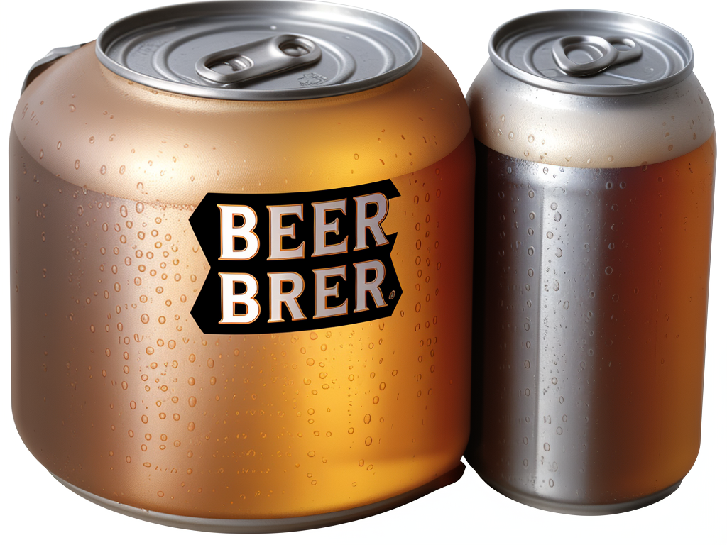Refreshing Beverages: A Large Beer Can Next to a Smaller One