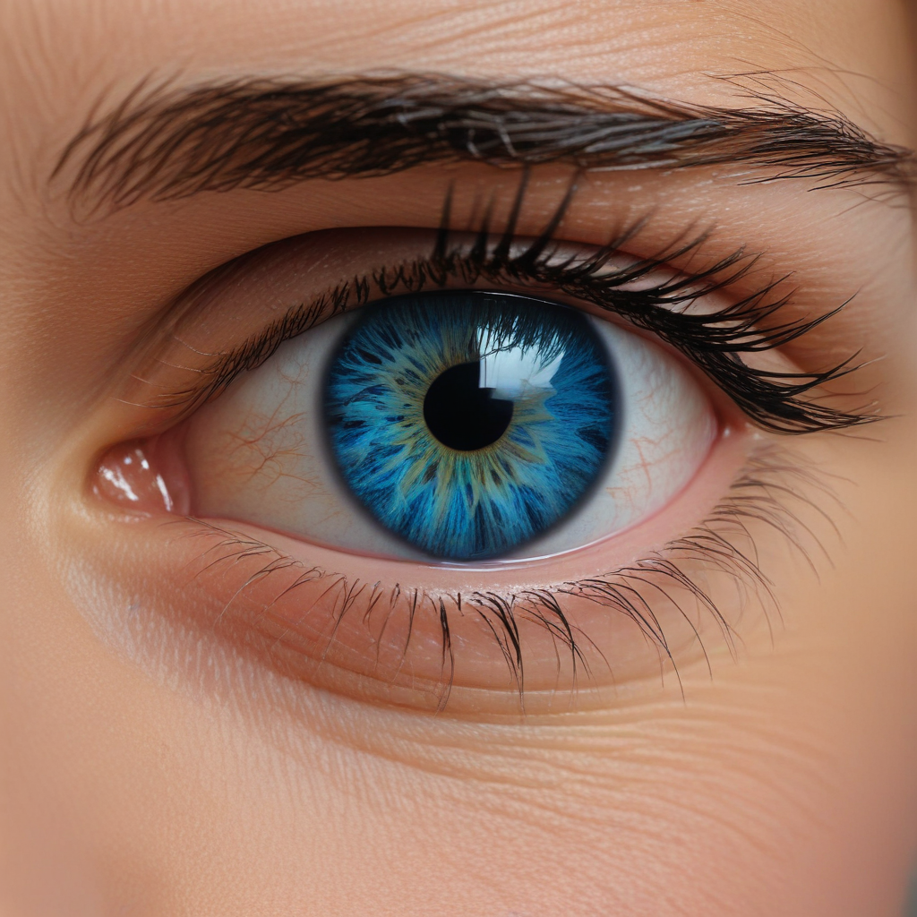 Close-Up of a Striking Blue Eye with Intricate Details and Texture