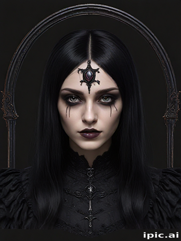 Enchanting Gothic Portrait of a Mysterious Woman with Dark Elegance