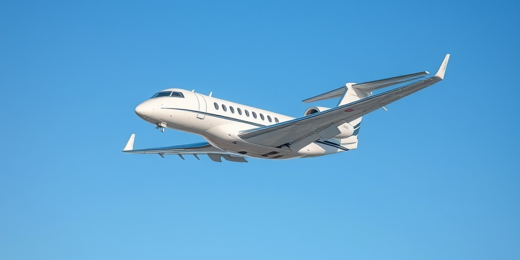 Luxury Private Jet Soaring High Against a Clear Blue Sky