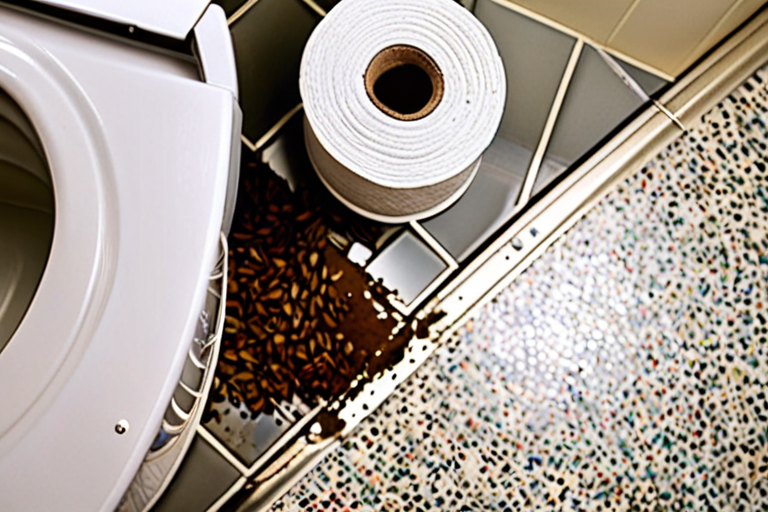 Unflushed toilet with poop and poopy toilet paper