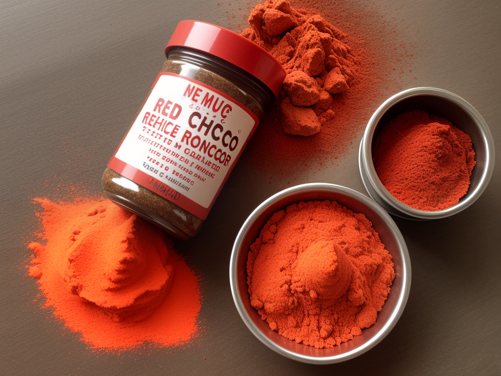 Vibrant Red Chilli Powder Spices in Bowls with Container Displayed