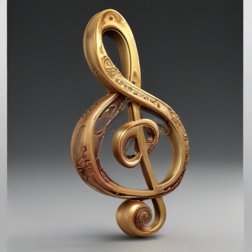Intricate Golden Treble Clef with Elegant Swirls and Decorative Details