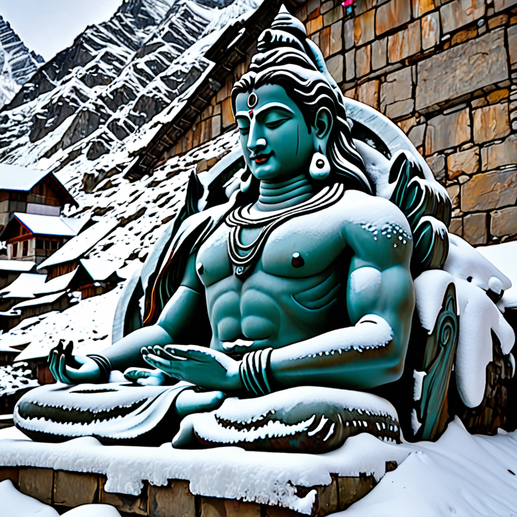 lord shiva sleeping in kedarnath with snow