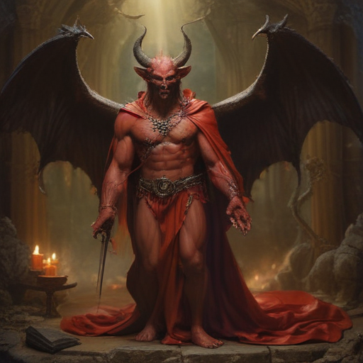 Majestic Demon Lord Standing Proudly in a Dark, Enchanted Castle