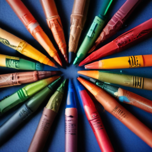 A Colorful Array of Crayons Arranged in a Vibrant Circular Pattern
