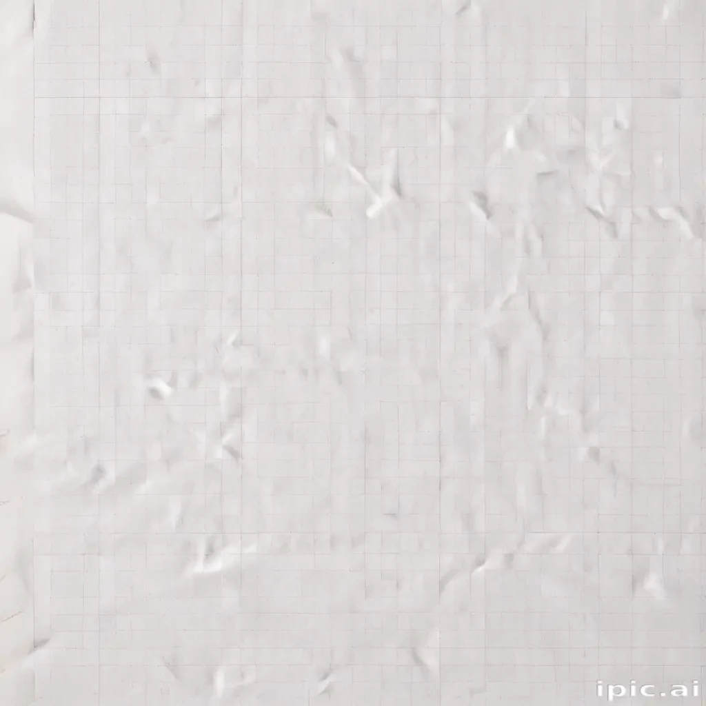 Crumpled White Paper with Grid Pattern and Subtle Texture Background.