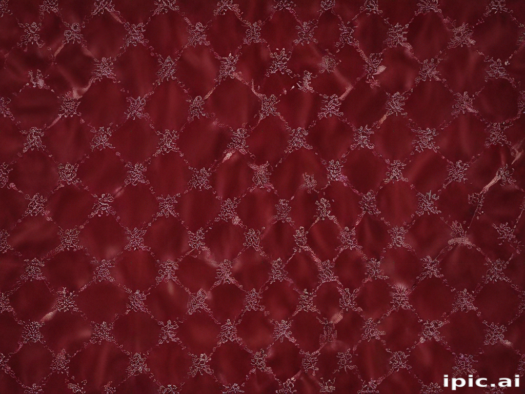 Elegant Deep Red Satin Fabric with Intricate Floral Embroidery Design ...