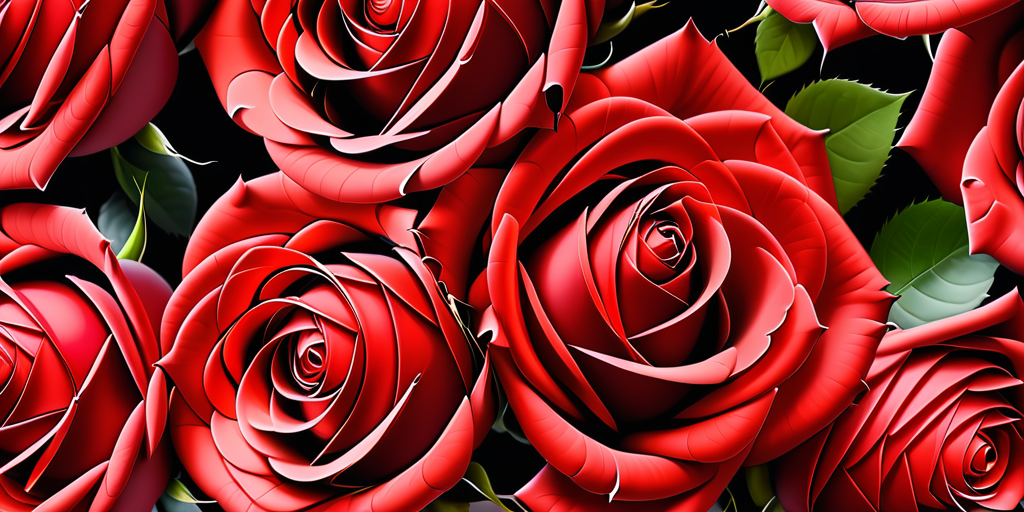 A Vibrant Display of Lush Red Roses with Rich Green Leaves Surrounding Them