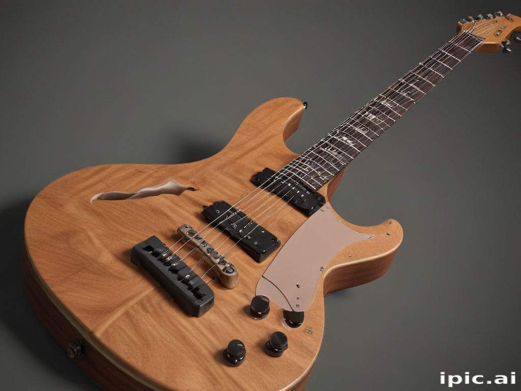 Elegant Wooden Electric Guitar with Unique Design and Rich Finish