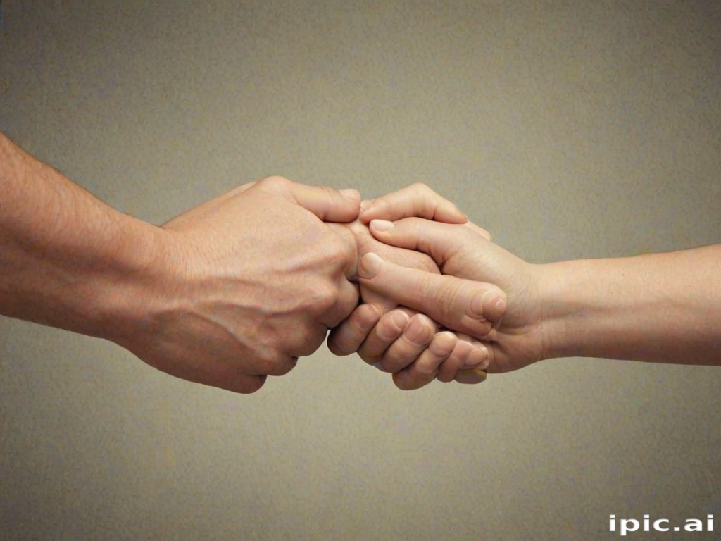 Two Hands Coming Together in Unity, Strength, and Support for Each Other