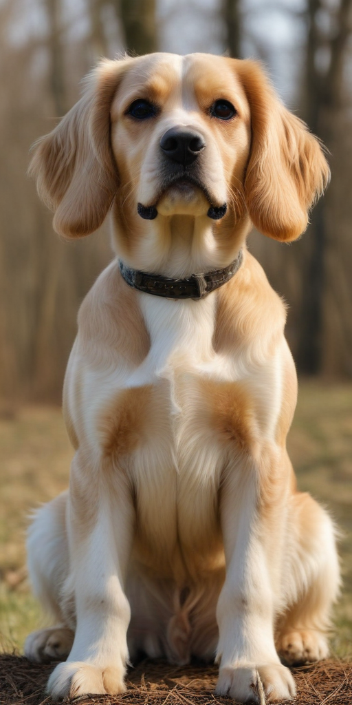 A Beautiful Golden Beagle Sitting Proudly in a Natural Outdoor Setting