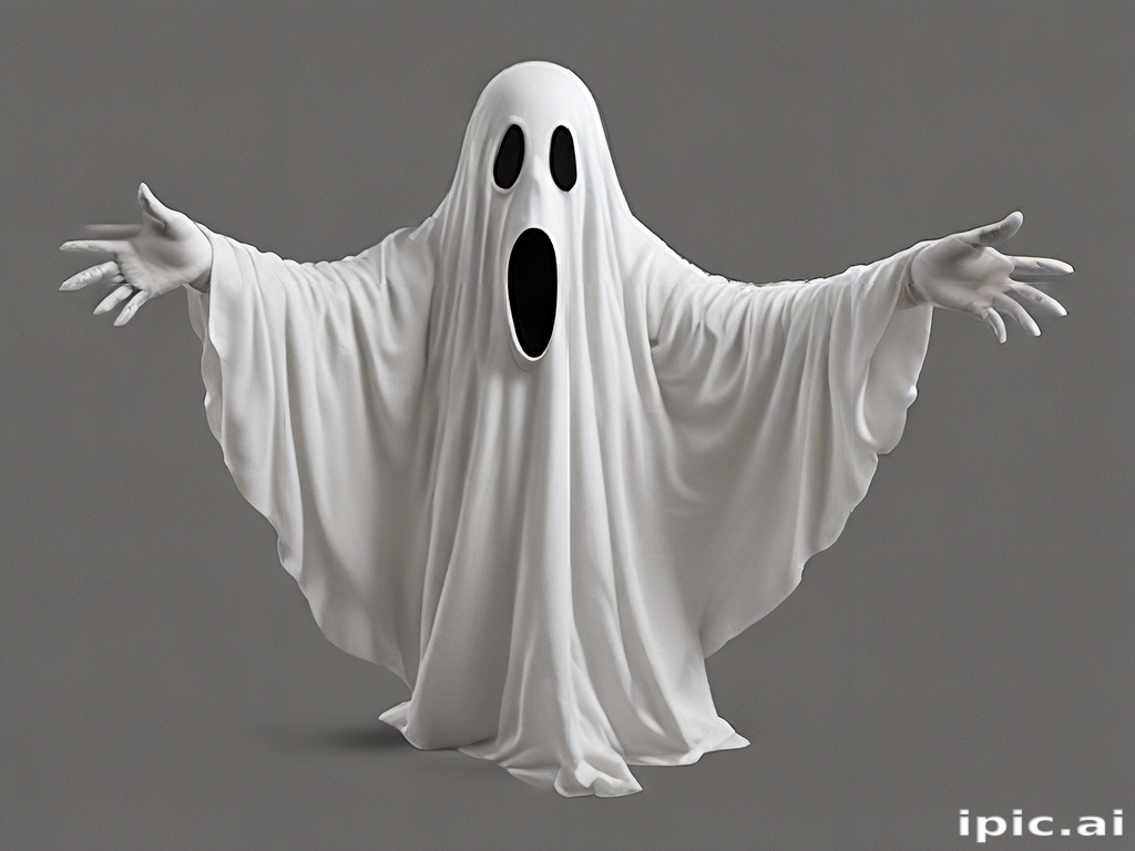 An Eerie Ghostly Figure with Wide Open Eyes and Mouth
