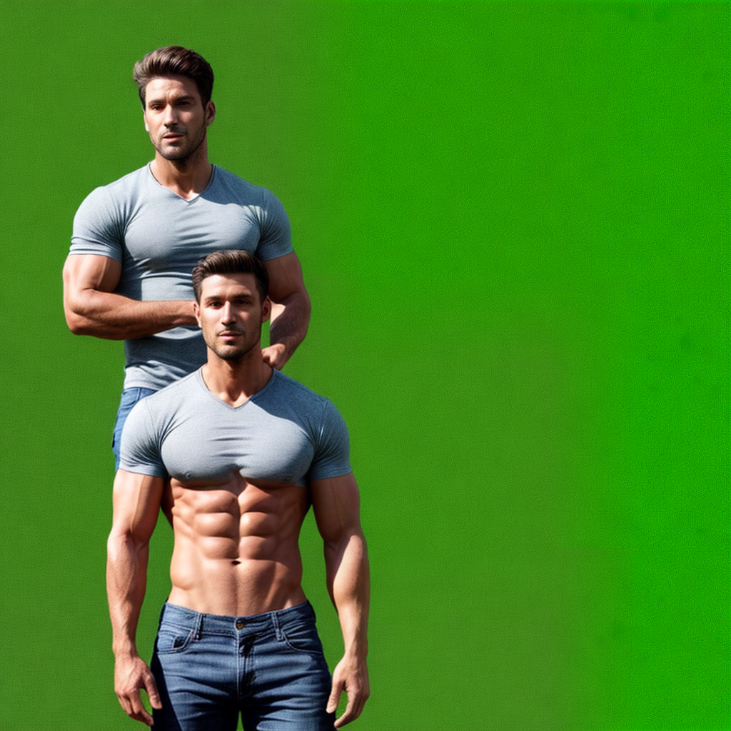 Beautiful man standing full body portrait behind green background hd