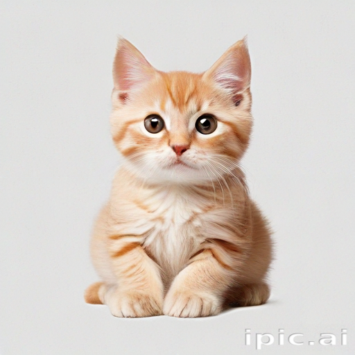 A Playful Orange Kitten Sitting Adorably with Big Curious Eyes