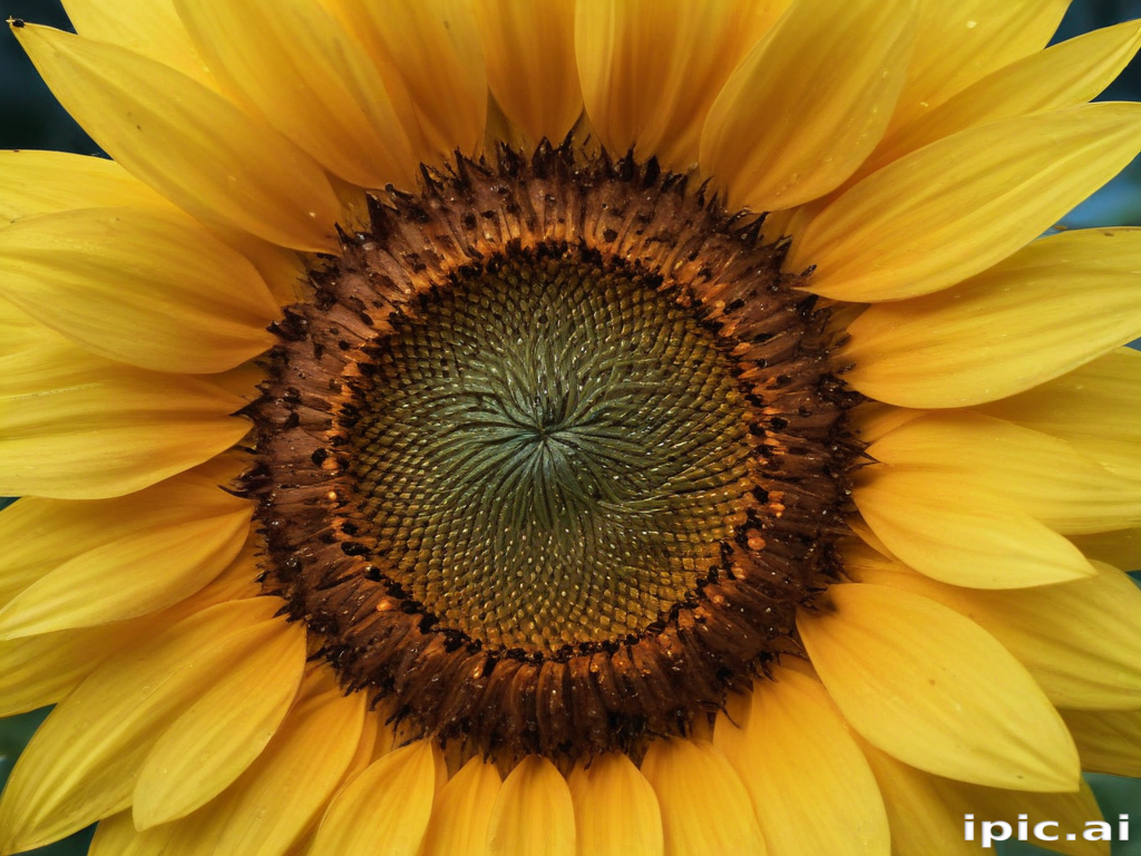 A Close-Up View of a Vibrant Sunflower with Detailed Center Patterns.