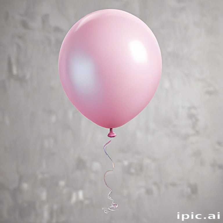 Single Pink Balloon Floating Gracefully Against a Soft Gray Background