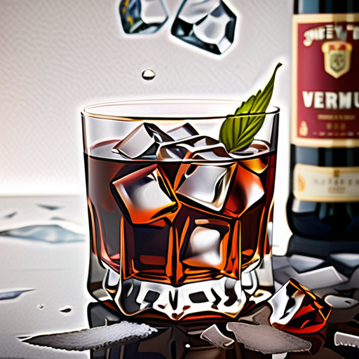 A Refreshing Glass of Vermouth with Ice and Garnish for Enjoyment