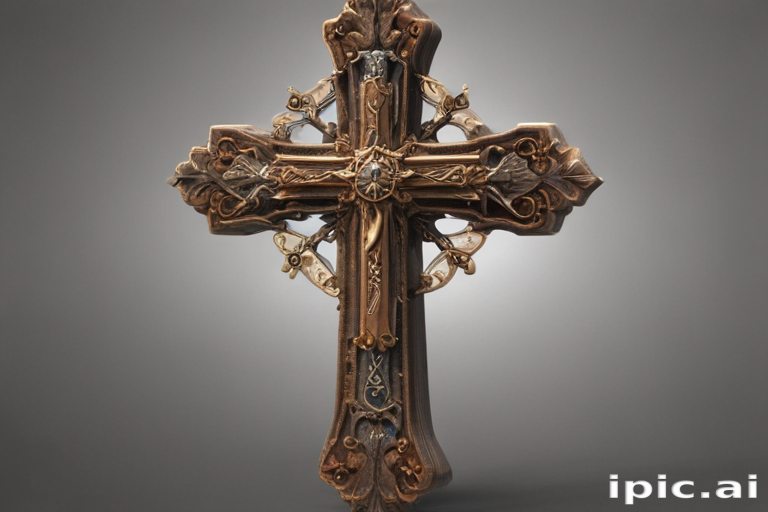 Intricately Designed Ornate Cross with Detailed Carvings and Rich Texture