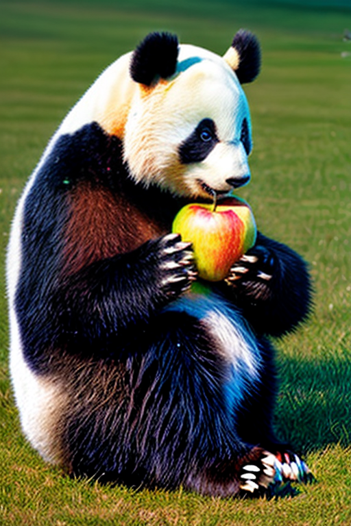 panda eating apples