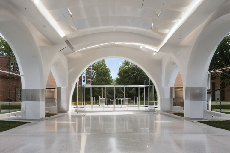 create major entry arch over the entry to traditional college campus ...
