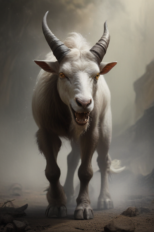 the whole figure of the devil in the background, fire and smoke, as if ...