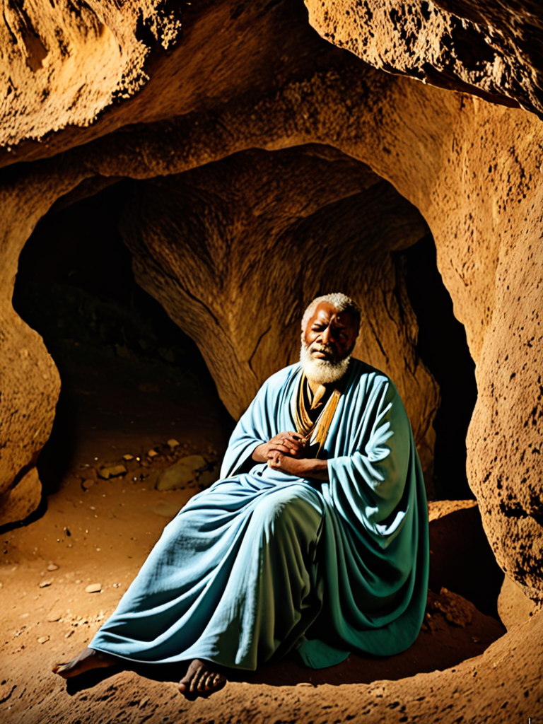Prophet Elijah sleeping in the cave