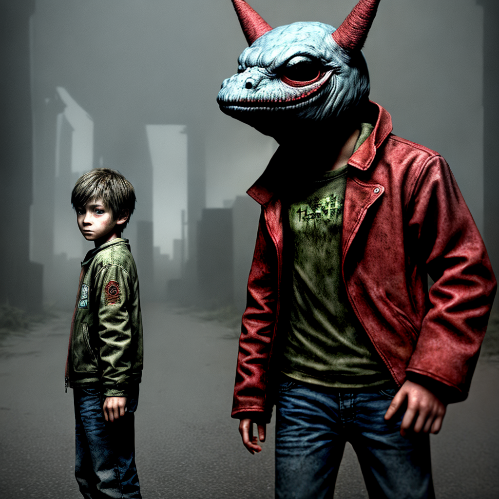 silent hill kid with monster