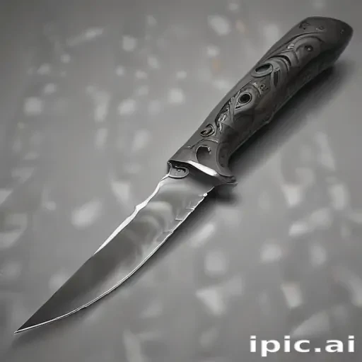 Elegant and Intricately Designed Knife with a Sleek, Reflective Blade