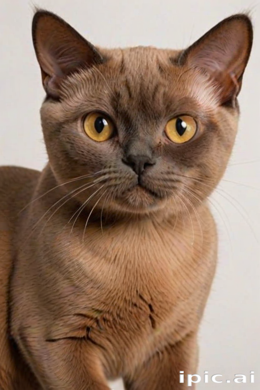 Charming Brown Cat with Striking Yellow Eyes Posing for the Camera