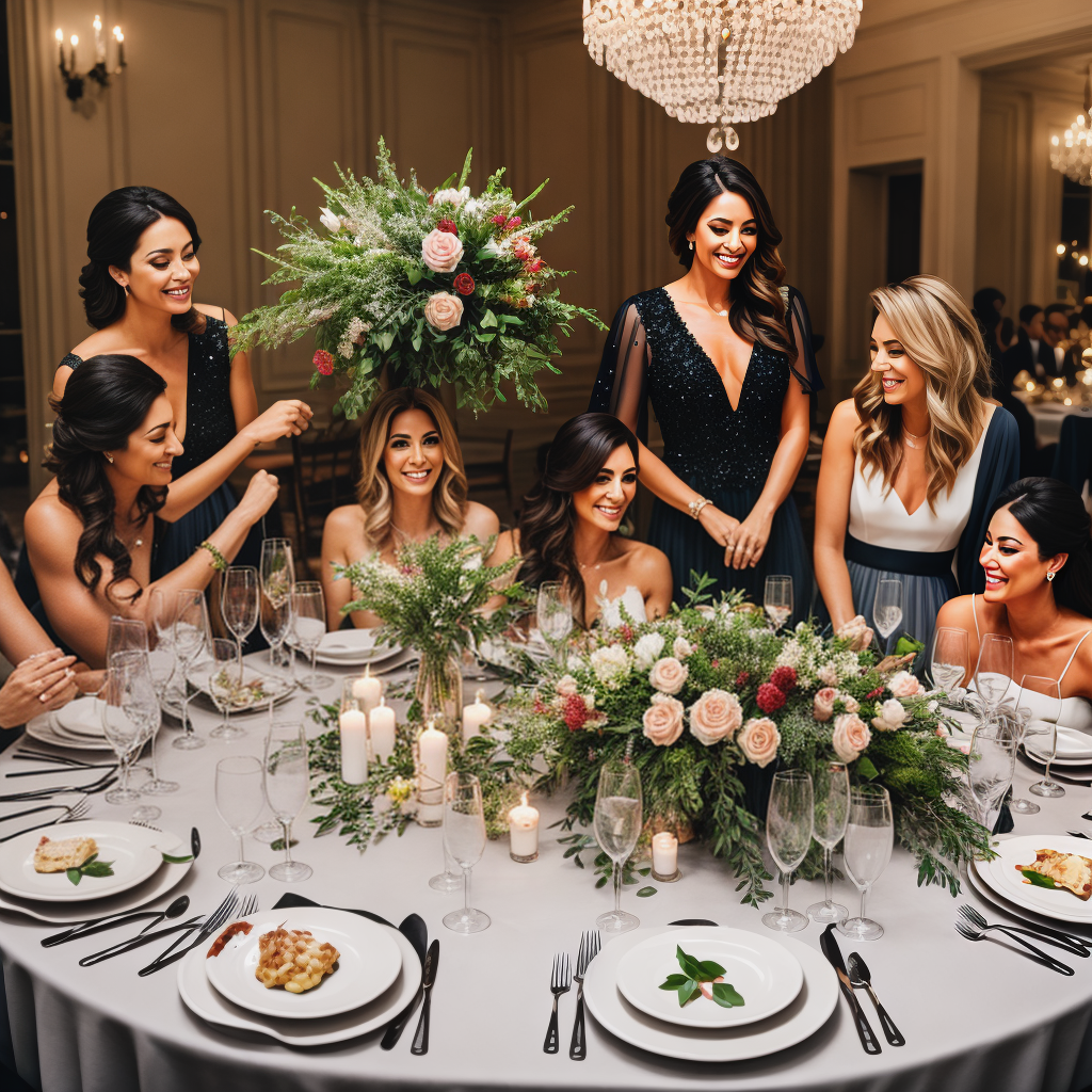 diverse women at a dinner table