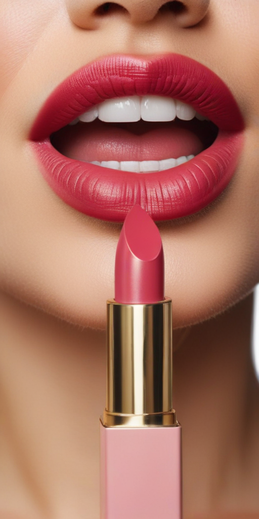 Enhancing Beauty: A Close-Up of Bold Pink Lipstick on Perfect Lips
