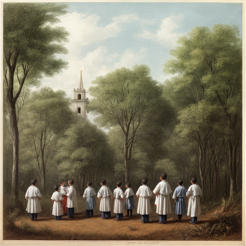sacerdote maligno abrazando niños