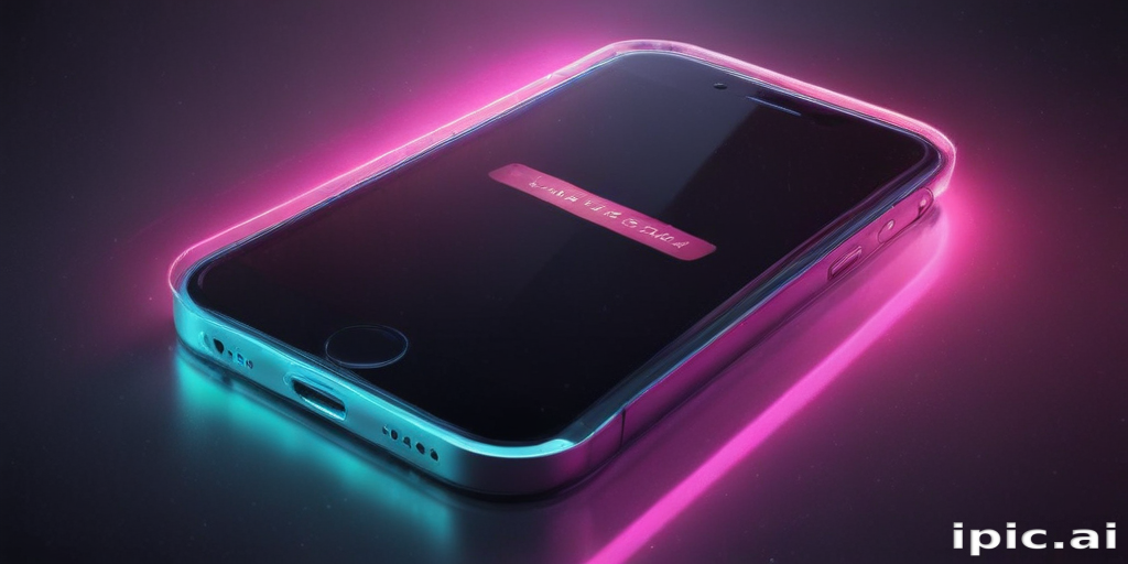 Glowing Smartphone Displaying a Message in a Futuristic Neon Style