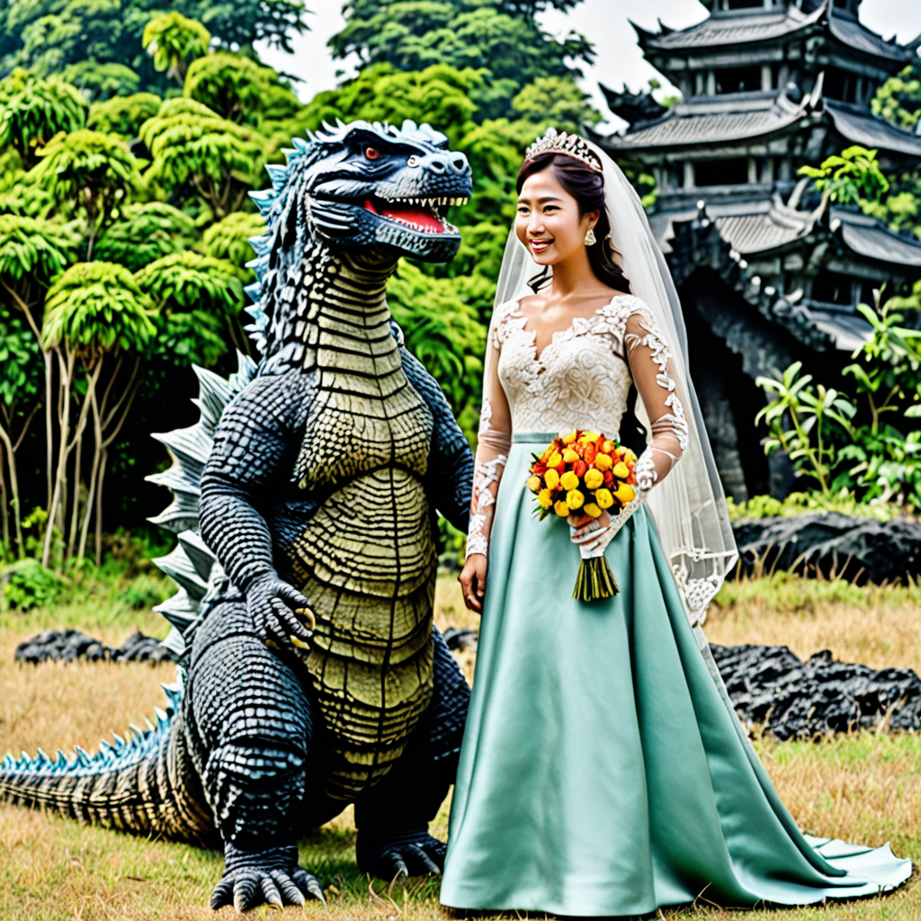 two Godzilla's wedding in Burma