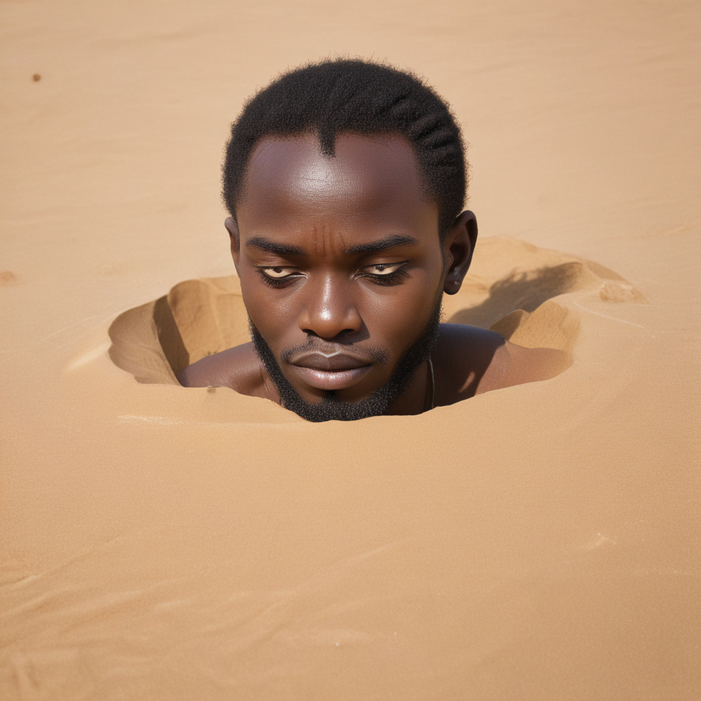 sad african god on sand