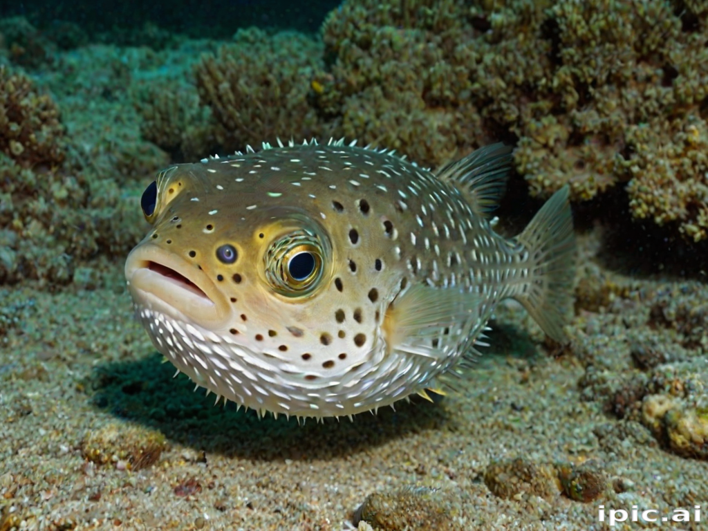 Underwater Scene Featuring a Unique Spotted Pufferfish in Its Natural ...