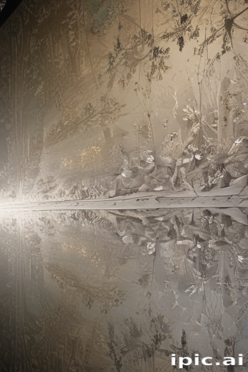 Reflective Landscape Artwork Featuring Intricate Forest Scene with ...