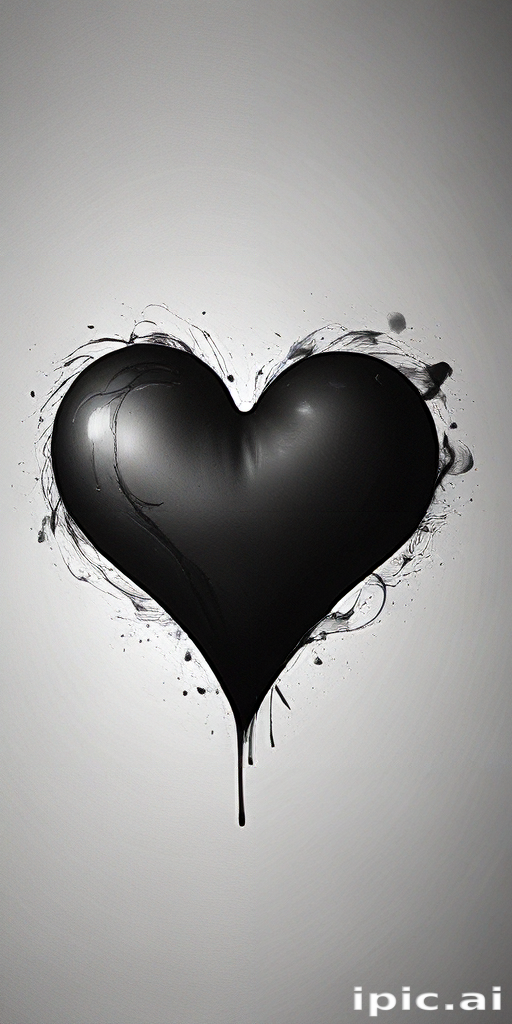 Emotional Expression: A Black Heart Surrounded by Abstract Paint Splashes